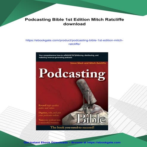 Podcasting Bible 1st Edition Mitch Ratcliffe | PDF
