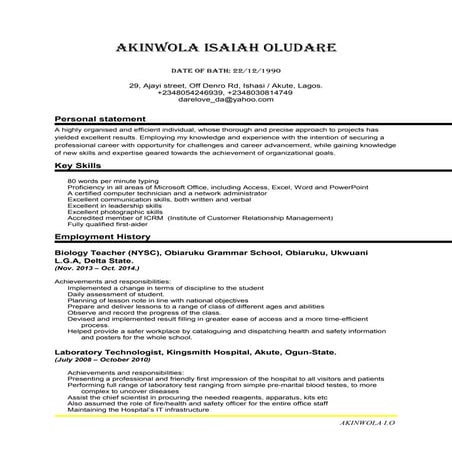 DHARE CV LAGOS | DOC | Education