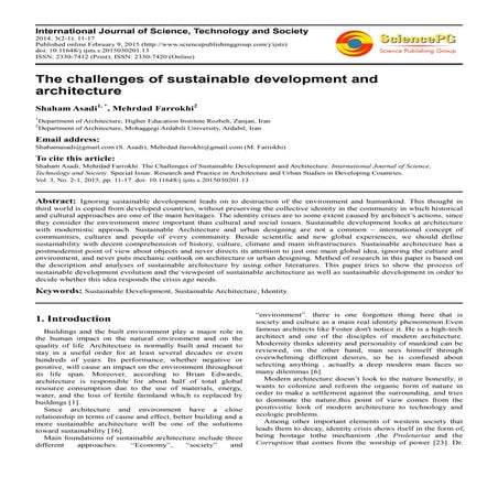 The challenges of sustainable development and | PDF