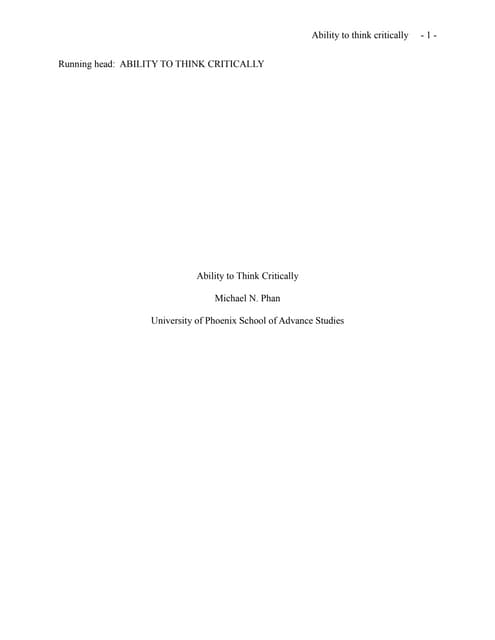 Critical thinking powerpoint | PPT