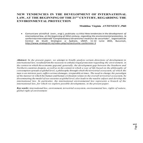 AMV Spre un drept global al mediului înconjurător _EN | PDF