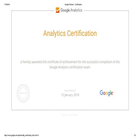 Google Analytics - Certification - Sanjeev | PPT