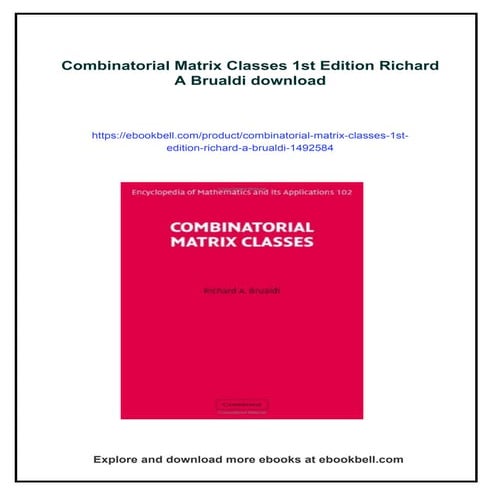 Combinatorial Matrix Classes 1st Edition Richard A Brualdi | PDF