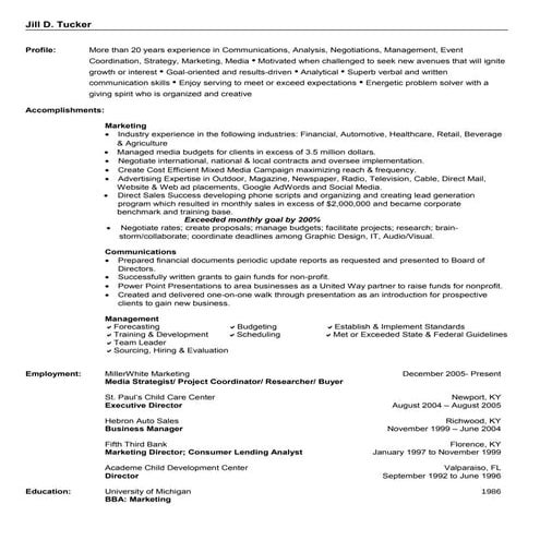 Resume for Becky Smith | DOC