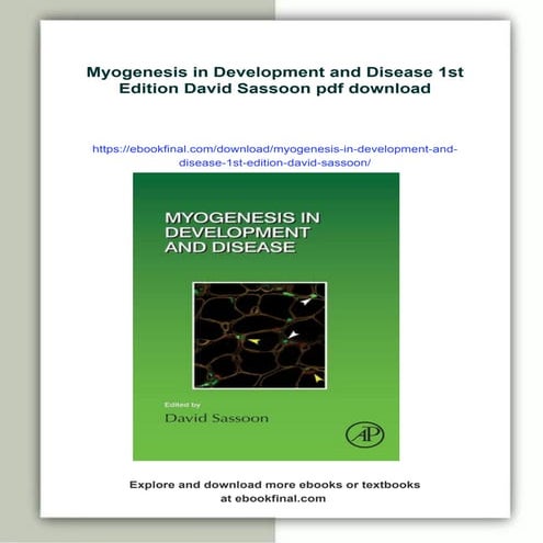Myogenesis in Development and Disease 1st Edition David Sassoon | PDF