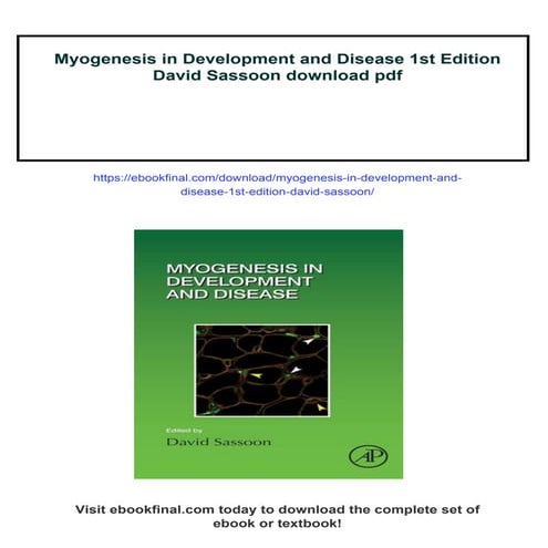Myogenesis in Development and Disease 1st Edition David Sassoon | PDF