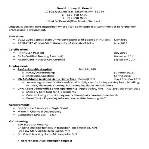 Neal McDonald Resume 2016 | DOCX
