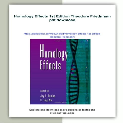 Homology Effects 1st Edition Theodore Friedmann | PDF