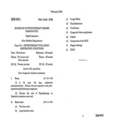 Paper for bpt examination preparations . | PDF