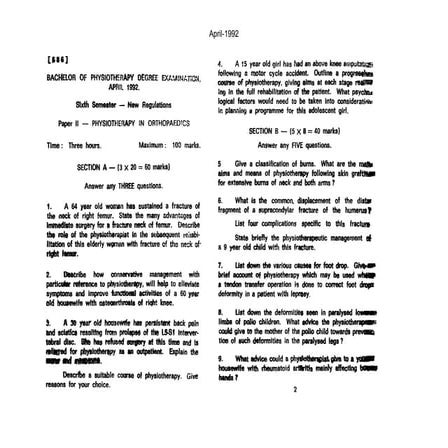 Paper for bpt examination preparations . | PDF