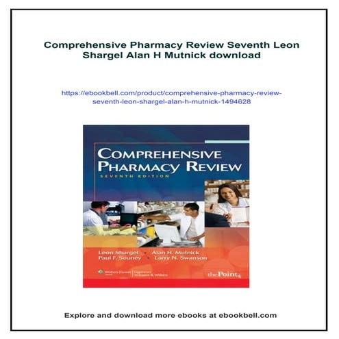 Comprehensive Pharmacy Review Seventh Leon Shargel Alan H Mutnick | PDF