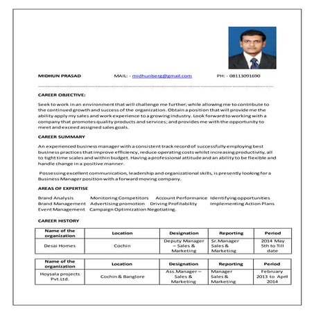 MIDHUN PRASAD RESUME | DOCX