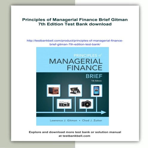 Principles of Managerial Finance Brief Gitman 7th Edition Test Bank | PDF