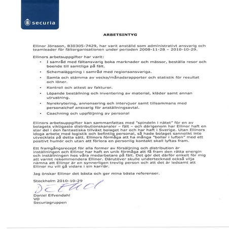 arbetsintyg fr Securia. | PDF