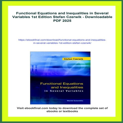 Functional Equations and Inequalities in Several Variables 1st Edition ...
