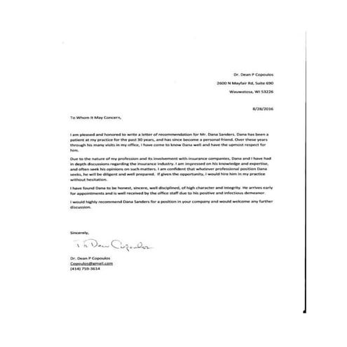 Personal recommendation, 08-16 | DOCX