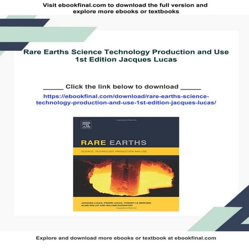 Rare Earths Science Technology Production and Use 1st Edition Jacques ...