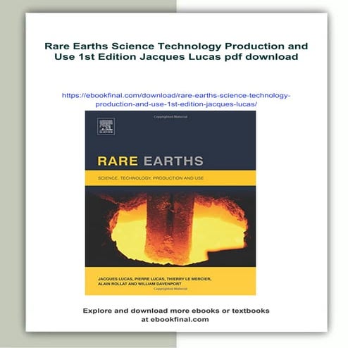 Rare Earths Science Technology Production and Use 1st Edition Jacques ...