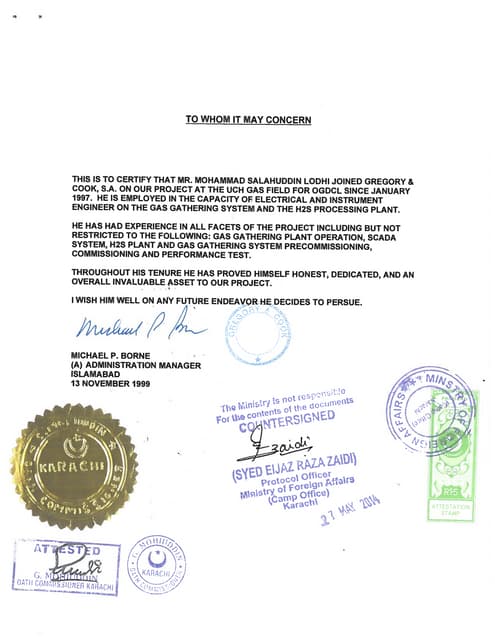 Descon Corporate Exp. Cert. | PDF