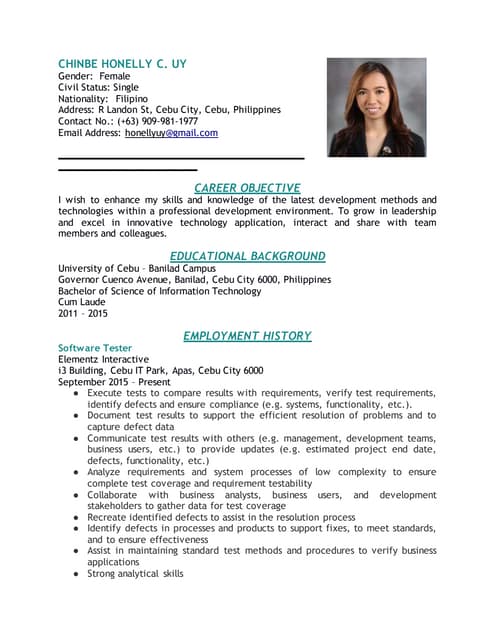 Sample Resume for OJT | DOCX