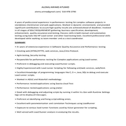 Alemu Arimo Atumo Resume | DOCX