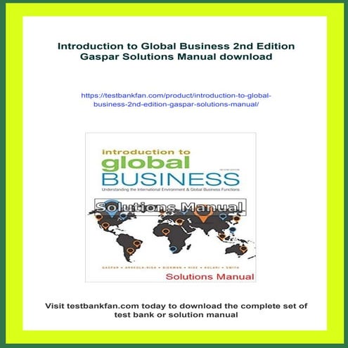 Introduction to Global Business 2nd Edition Gaspar Solutions Manual | PDF