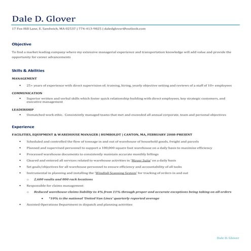 Dale D. Glover_Resume_Final | PDF