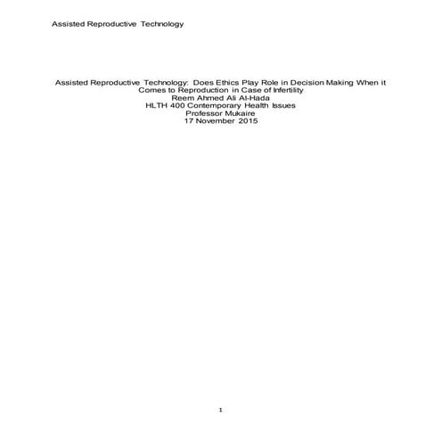Assisted Reproductive Technology | PDF