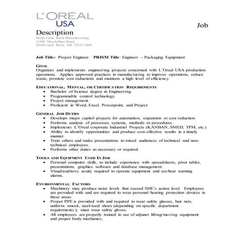 Project Engineer Job Description | DOCX