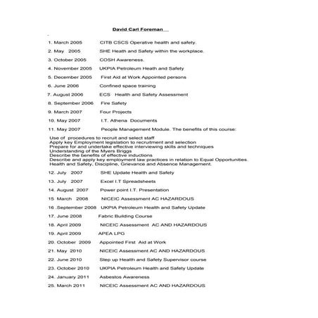 Training David Foreman | DOC