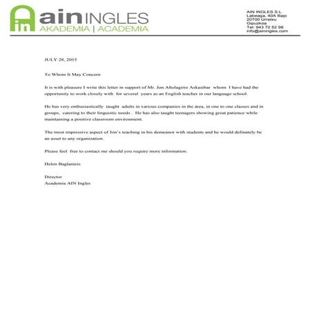 LETTER OF RECOMMENDATION | PDF