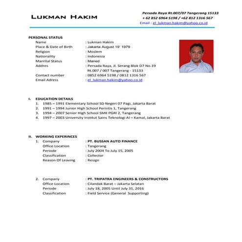 CV Lukman Hakim | PDF
