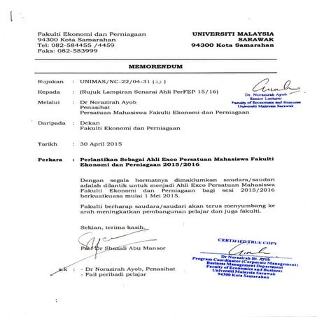 Surat Perlantikan Exco | PDF