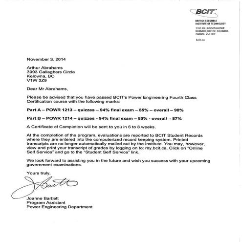 BCIT final grades | PDF