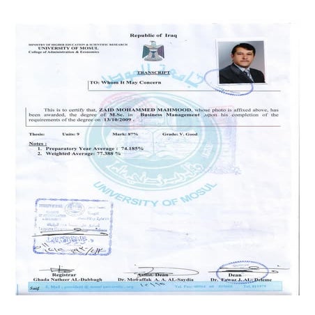 M.Sc Transcript | PDF