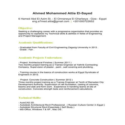 Ahmed M.Attia CV | PDF