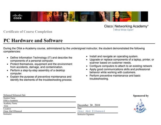 Mohammed Mohammed Zaki Presentation Skills Certificate Ppt