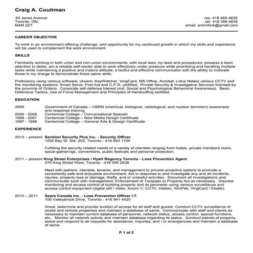 Craig Coultman - Resume | PDF