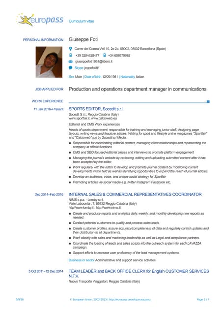 Carlo catalano 18 04-2016 cv | PDF | Business Administration | Business