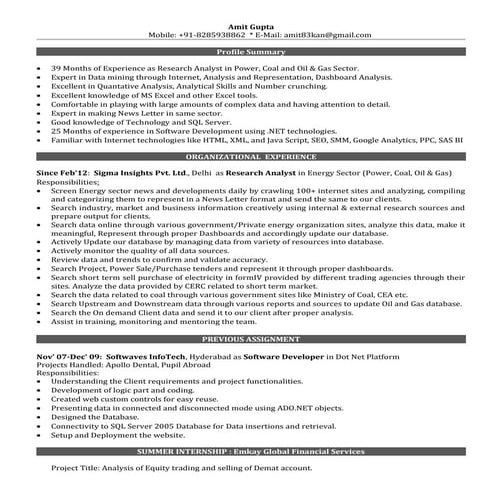 Amit Resume(Naukri) | DOC | Databases | Computer Software and Applications