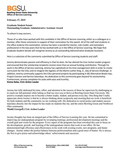 Elizabeth Crites letter of recommendation | PDF