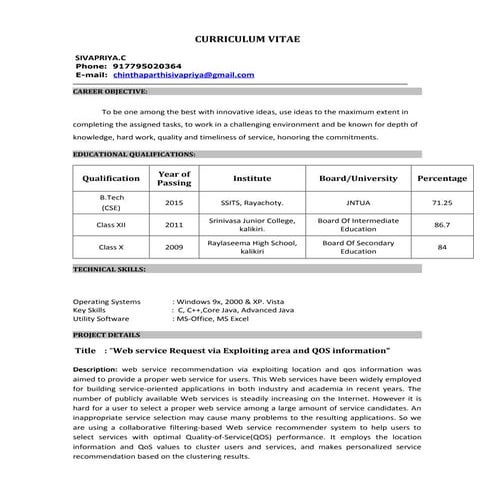 sivapriya resume1 | DOC