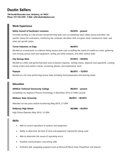 Ronnie's 2015 Resume (Updated) | DOC