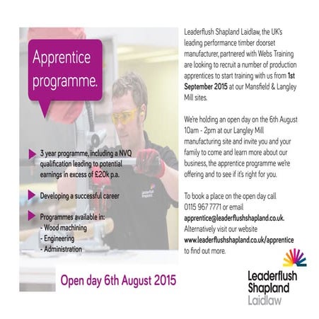 Apprentice Programme half page advert 150715 | PPT