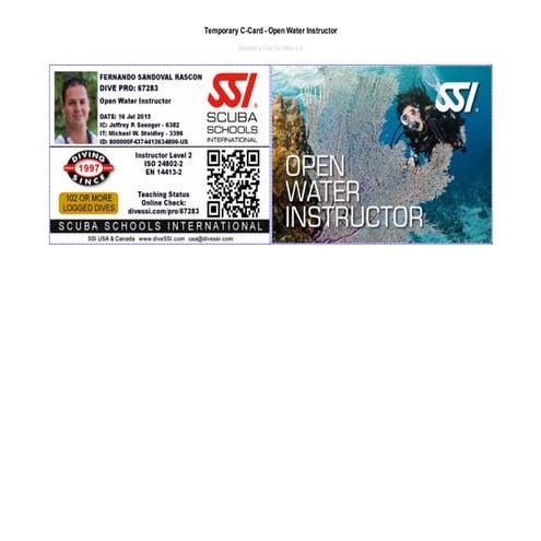 Open Water Instructor Card | PPT