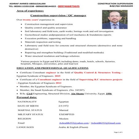 CV.Eng Ashraf Abdulsalam(2016) | PDF