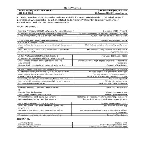 Doris Thomas updated resume | DOCX