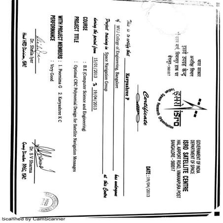 ISRO CERTIFICATE | PDF