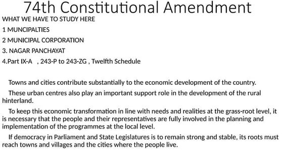 Panchayati raj system article (243 A -243 o) 73th amendment act 1992 | PPTX