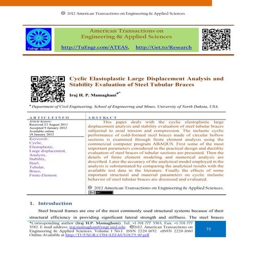 Cyclic Elastoplastic Large Displacement Analysis and Stability ...